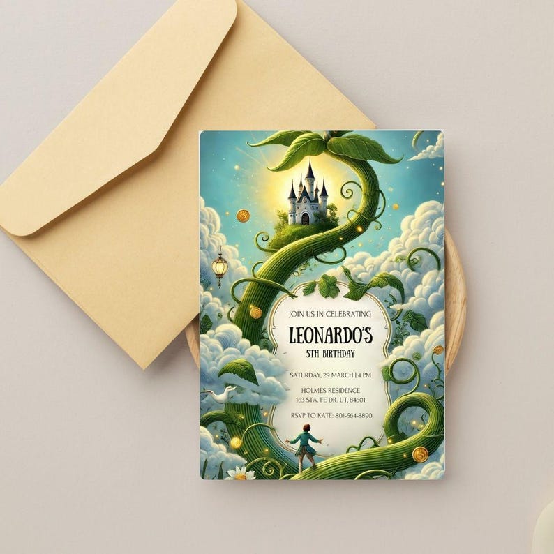 Jack and the Beanstalk Birthday Invitation | Fairytale Party Invite ...