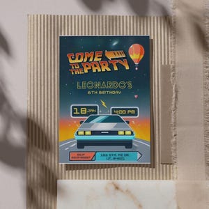 Back to the Future Birthday Party Invitation (5 Options) Sci-fi Digital ...