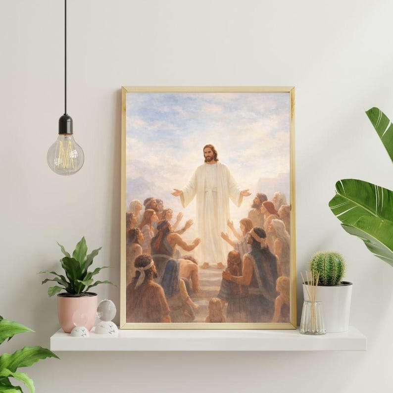 Resurrected Christ Digital Poster, Christ With the Nephites, LDS Wall ...