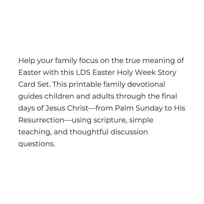 LDS Easter Holy Week Story Cards | Family Easter Study, Christian ...