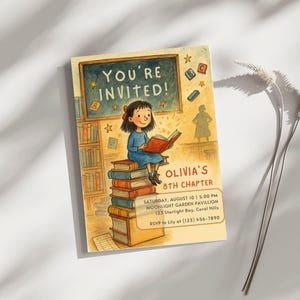 Matilda Birthday Invitation | Girl’s Book-themed Party Invite, Roald ...