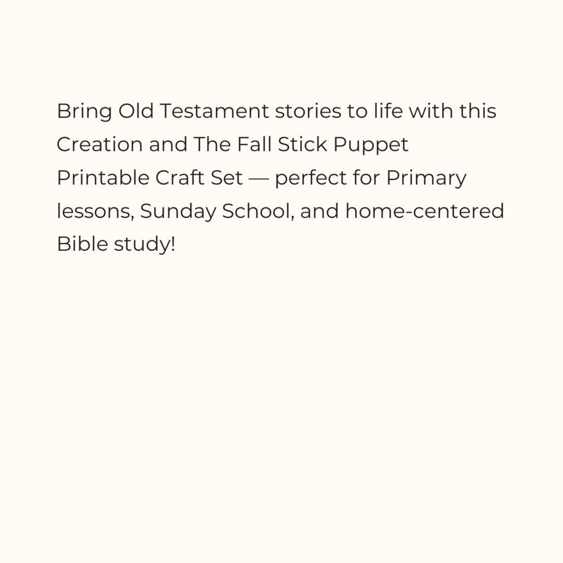 Come Follow Me 2026 Old Testament: the Creation and the Fall Puppet ...