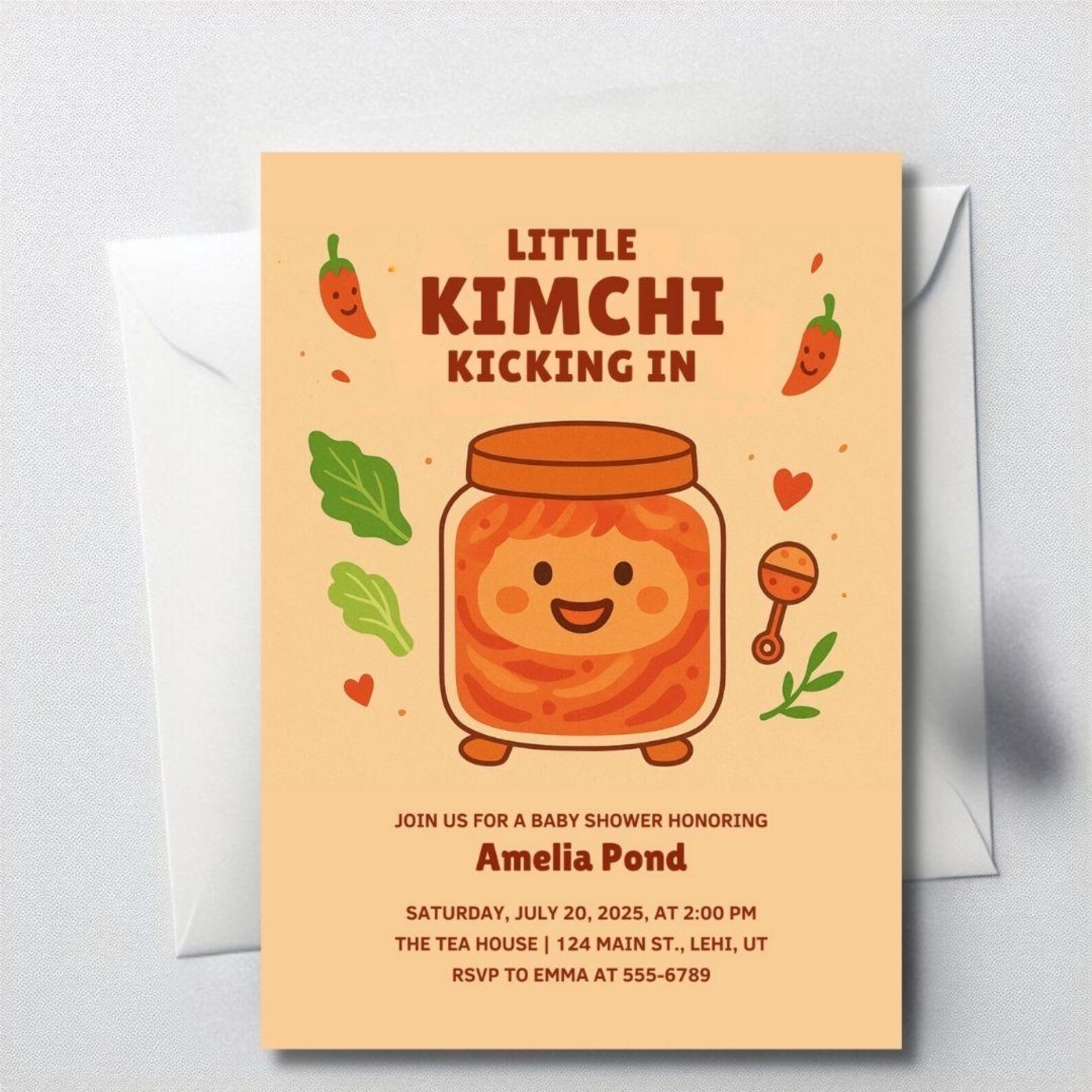 Little Kimchi Baby Shower Invitation | Korean Baby Shower, Asian Baby ...