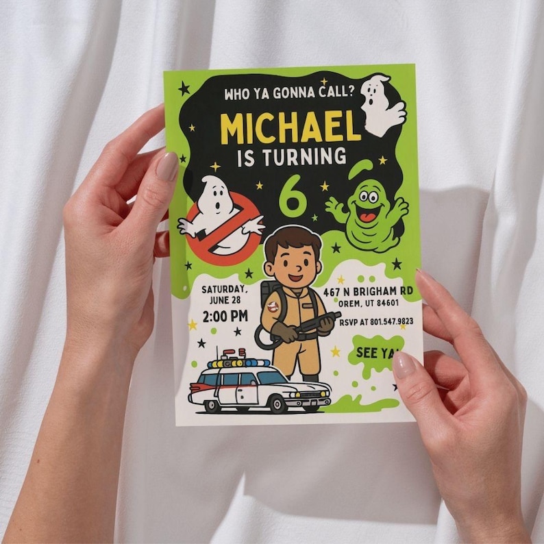 Ghostbusters Birthday Invitation | Editable Digital Party Invite for ...