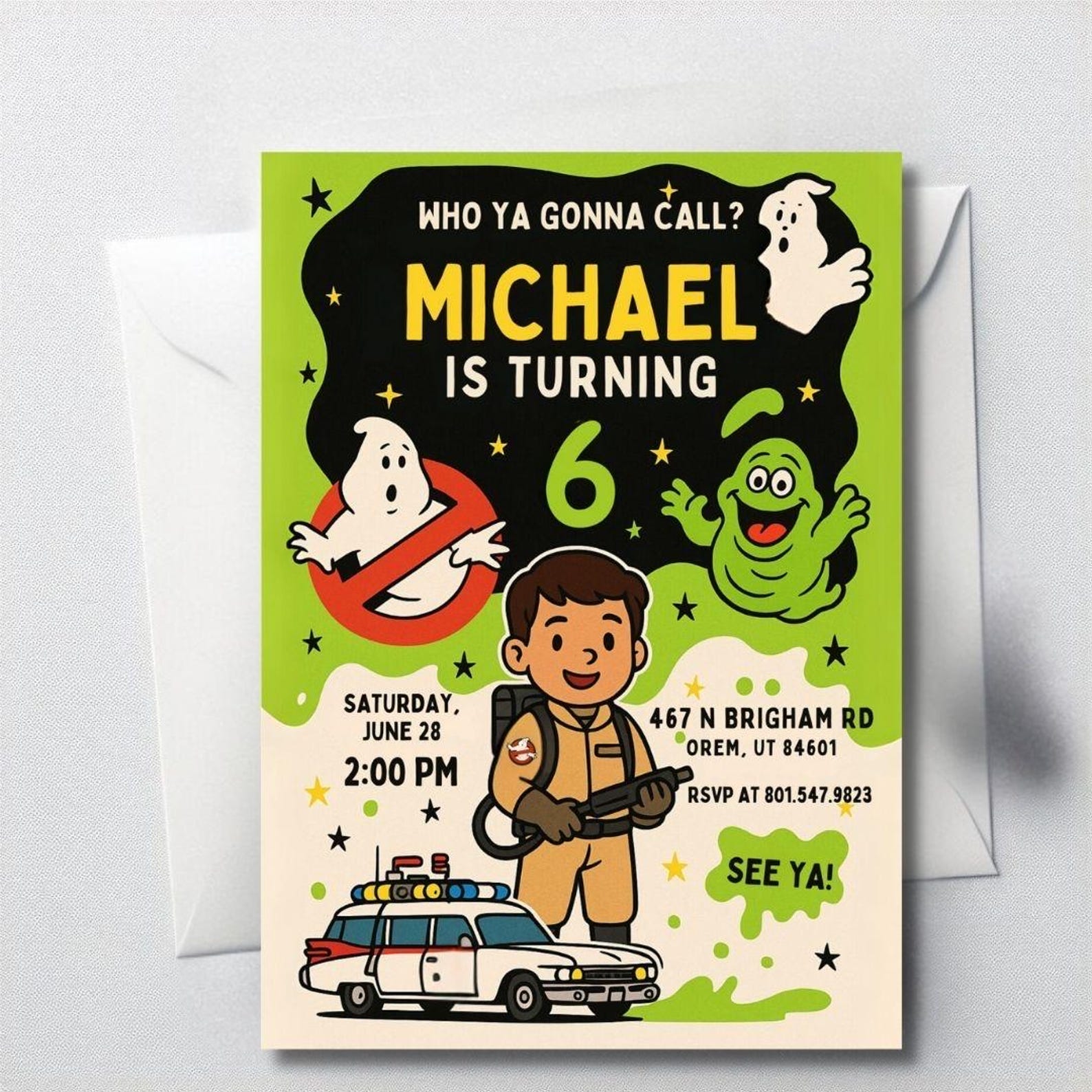 Ghostbusters Birthday Invitation | Editable Digital Party Invite for ...