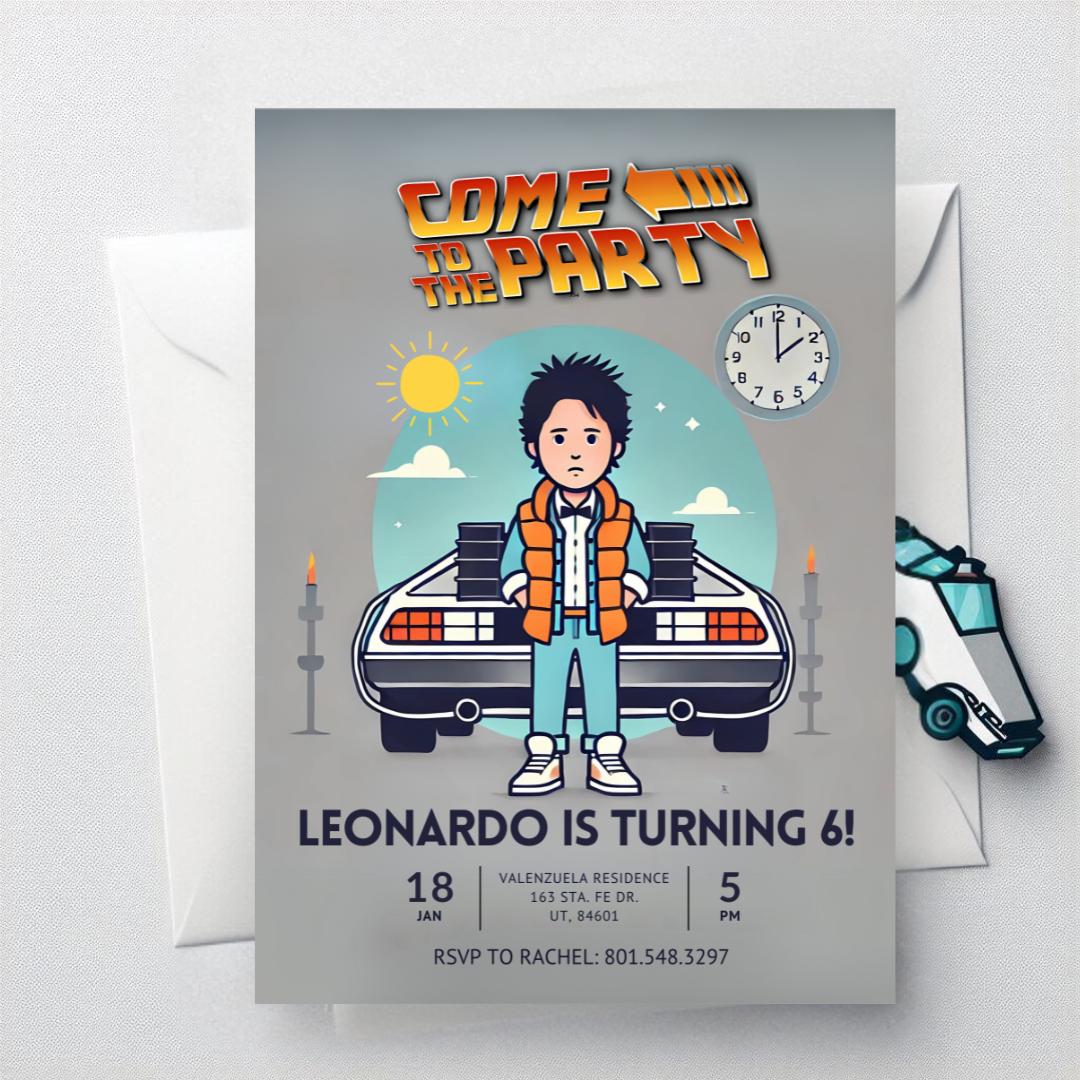 Back to the Future Birthday Party Invitation (5 Options) Sci-fi Digital ...