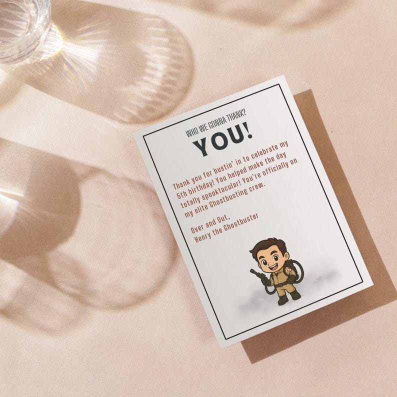 Ghostbusters Thank You Card Printable – Editable Birthday Party Favor ...
