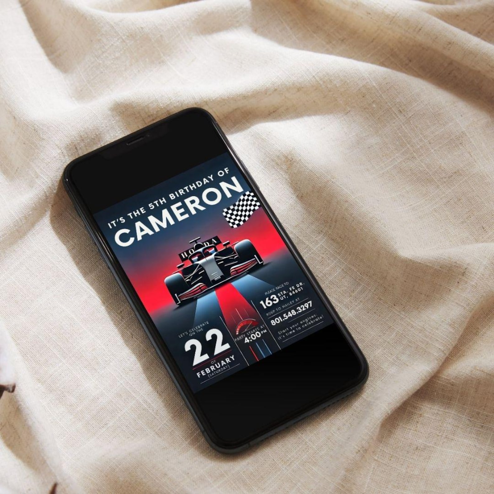 Formula 1 Birthday Invitation (2 Options) Race Car Digital Kids Invite ...