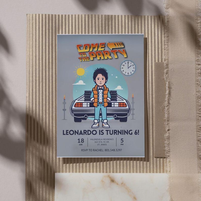 Back to the Future Birthday Party Invitation (5 Options) Sci-fi Digital ...