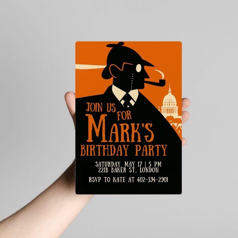 Sherlock Holmes Party Invitation, Murder Mystery Evite, Detective ...