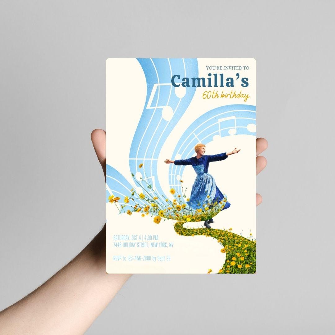 Sound of Music Birthday Invitation | Hills Are Alive, Maria Mountain ...