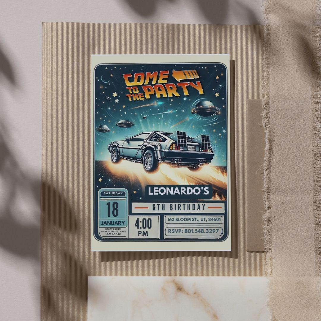 Back to the Future Birthday Party Invitation (5 Options) Sci-fi Digital ...