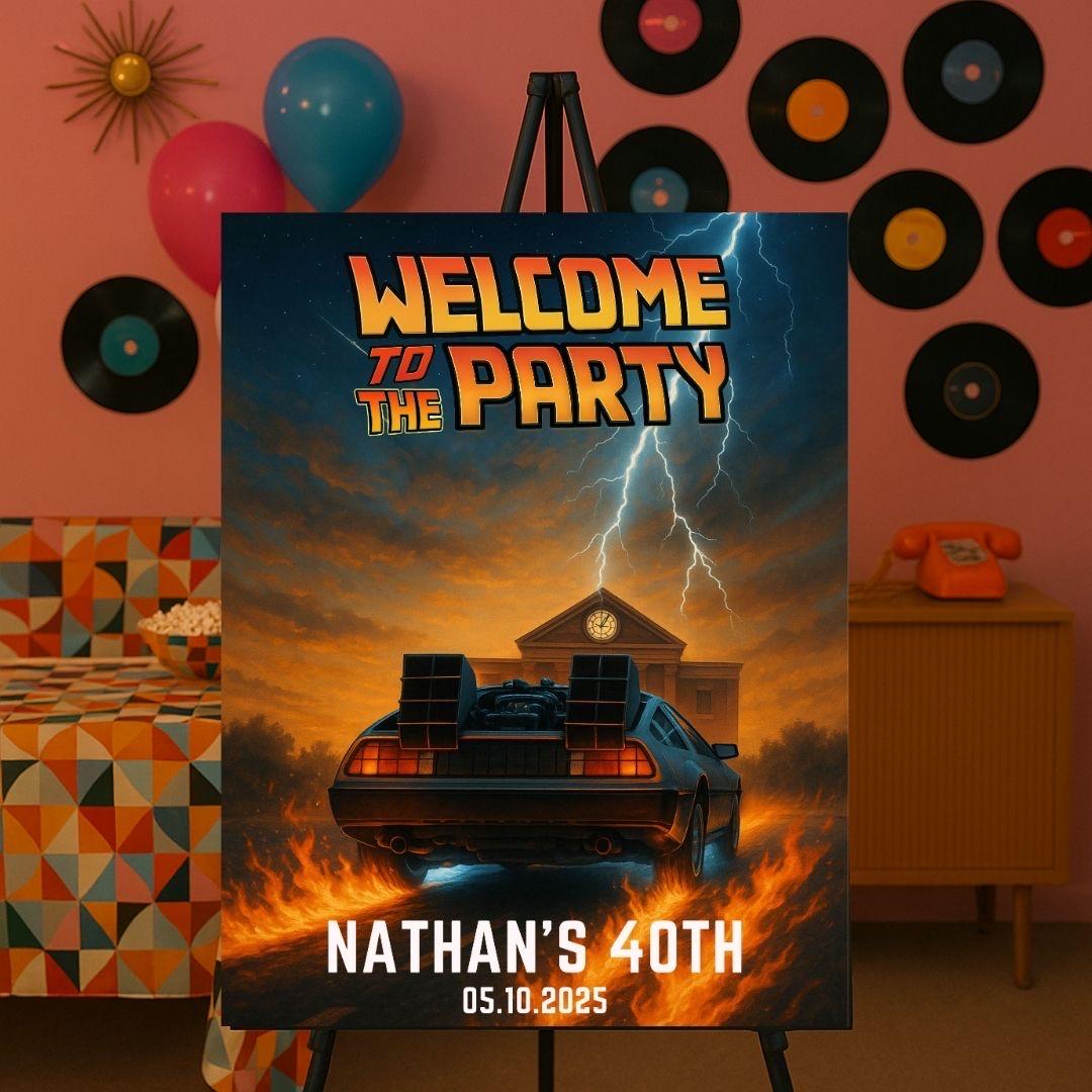 Back to the Future Birthday Welcome Sign | Printable Party Poster ...