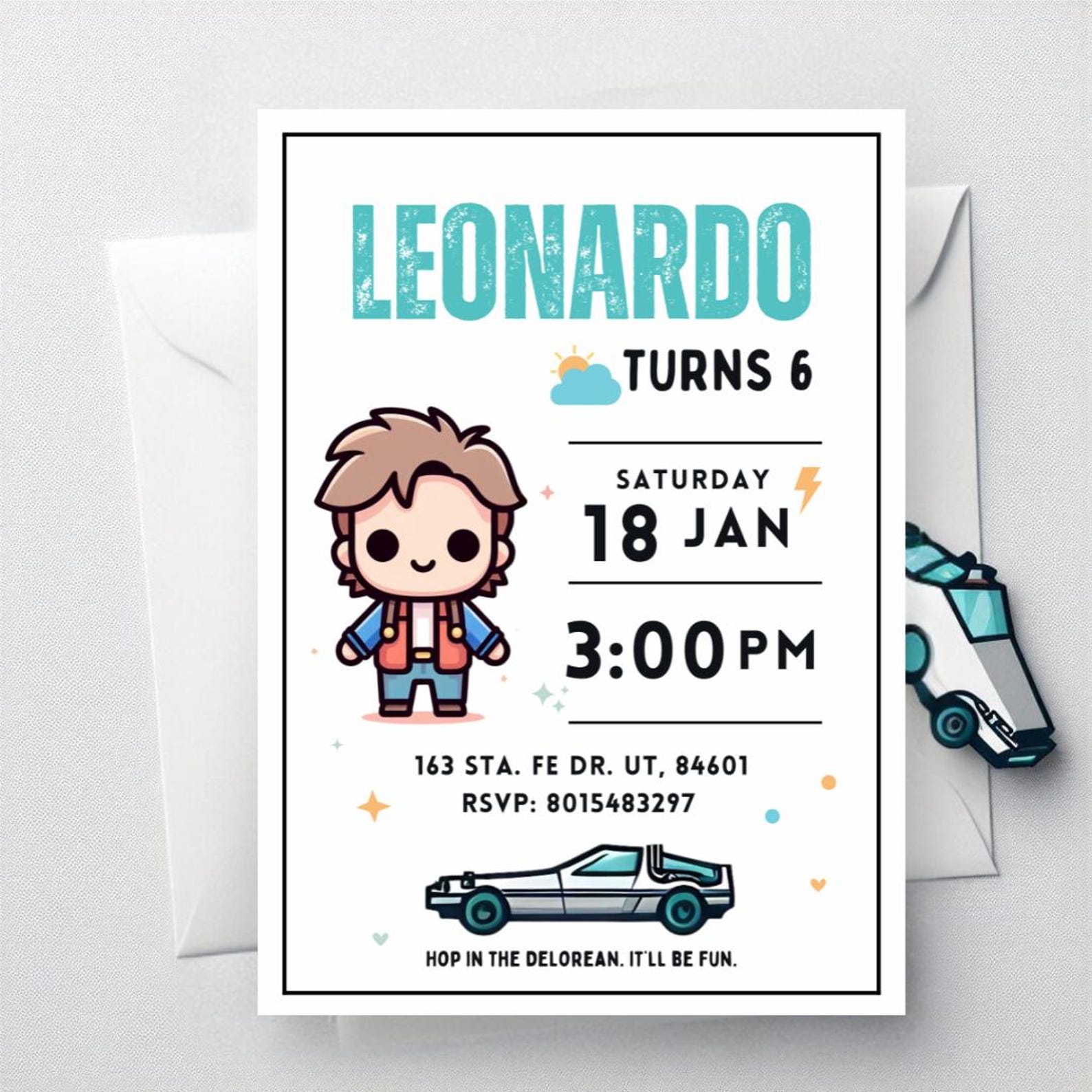 Back to the Future Birthday Party Invitation (5 Options) Sci-fi Digital ...