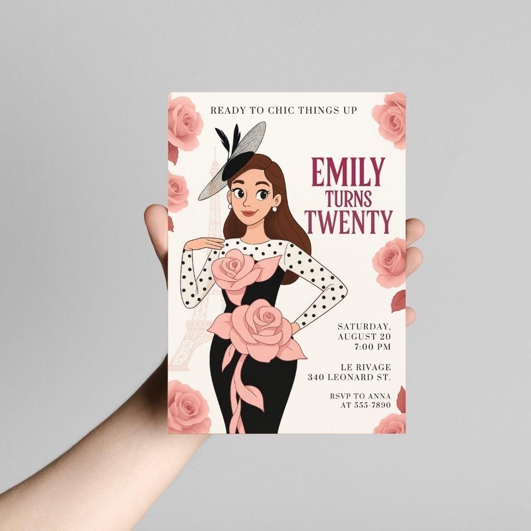 Chic Parisian Birthday Invitation | French Inspired Invite, Fashion ...