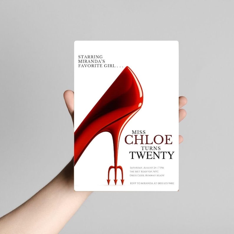 The Devil Wears Prada Birthday Invitation | Fashion Party Invite ...