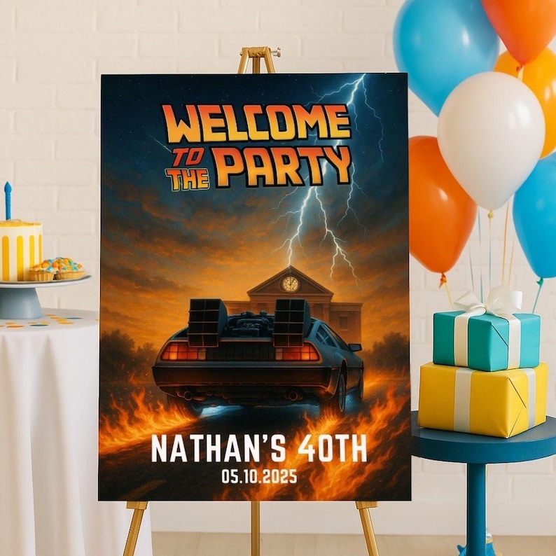 Back to the Future Birthday Welcome Sign | Printable Party Poster ...