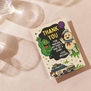 Ghostbusters Thank You Card | Printable Retro Slimer & Stay Puft Design ...