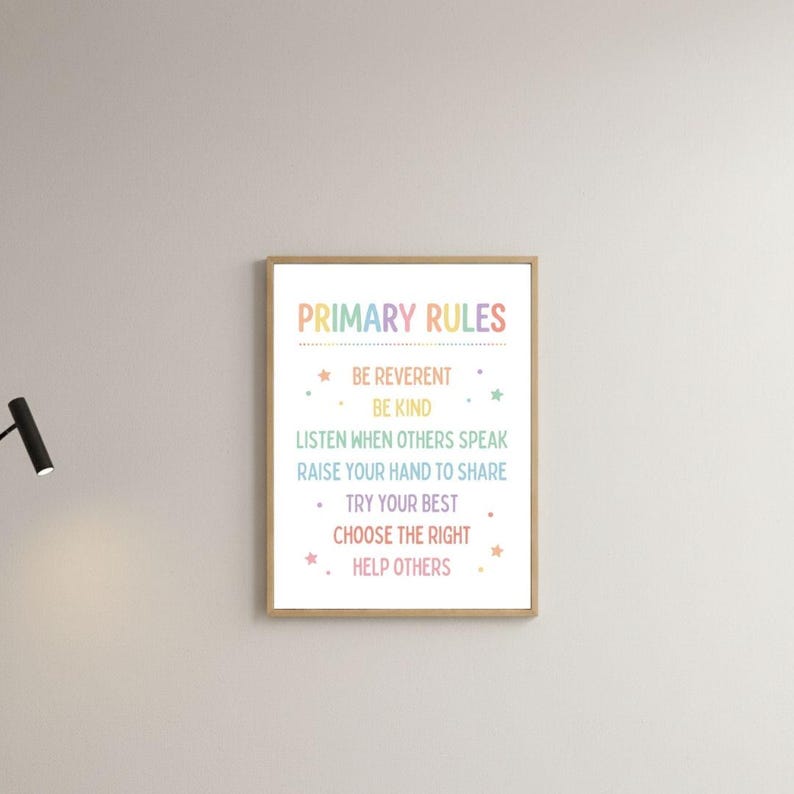 LDS Primary Rules Printable | Primary Classroom Poster,ctr Room Decor ...
