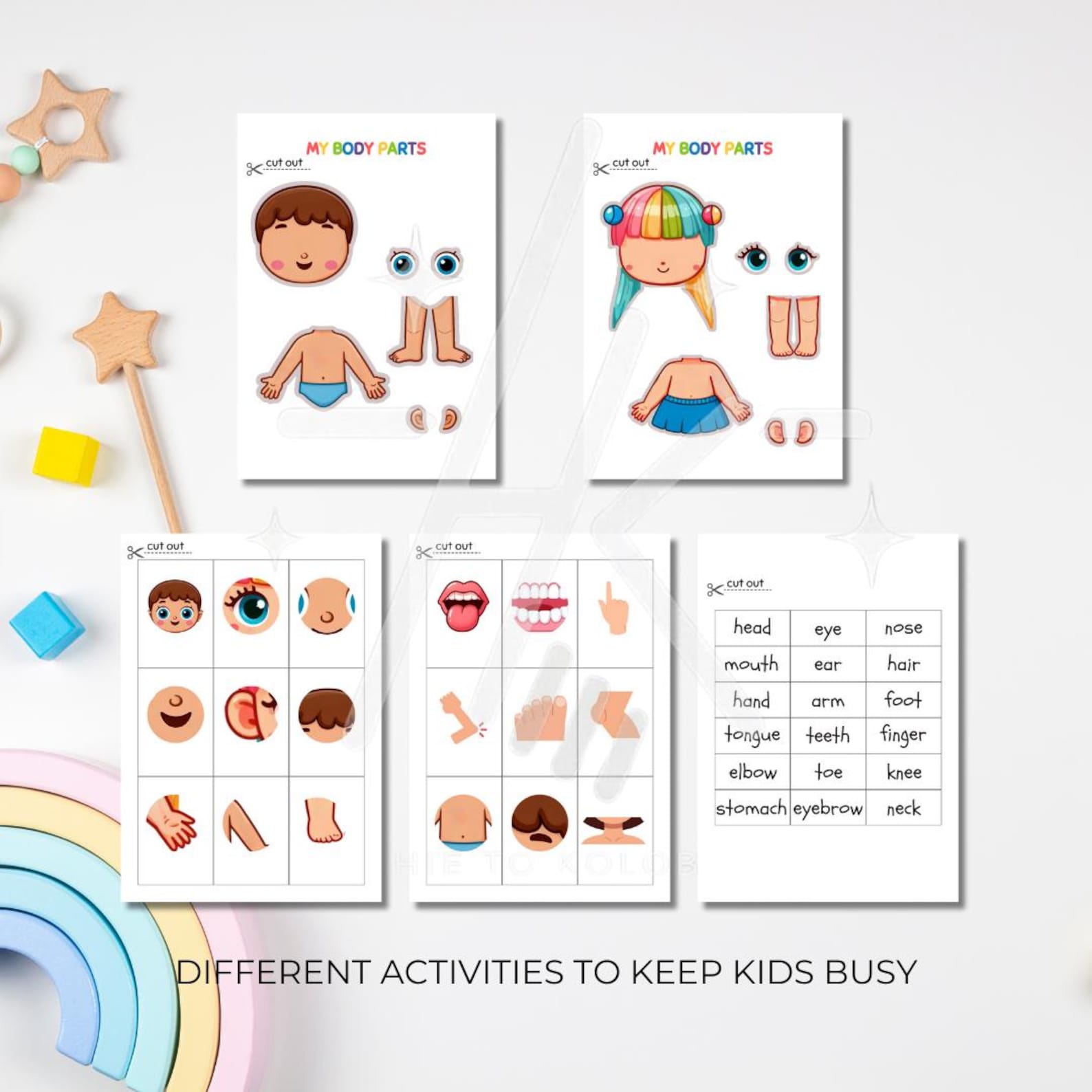 Body Parts Busy Book | Printable Montessori Material & Worksheets for ...