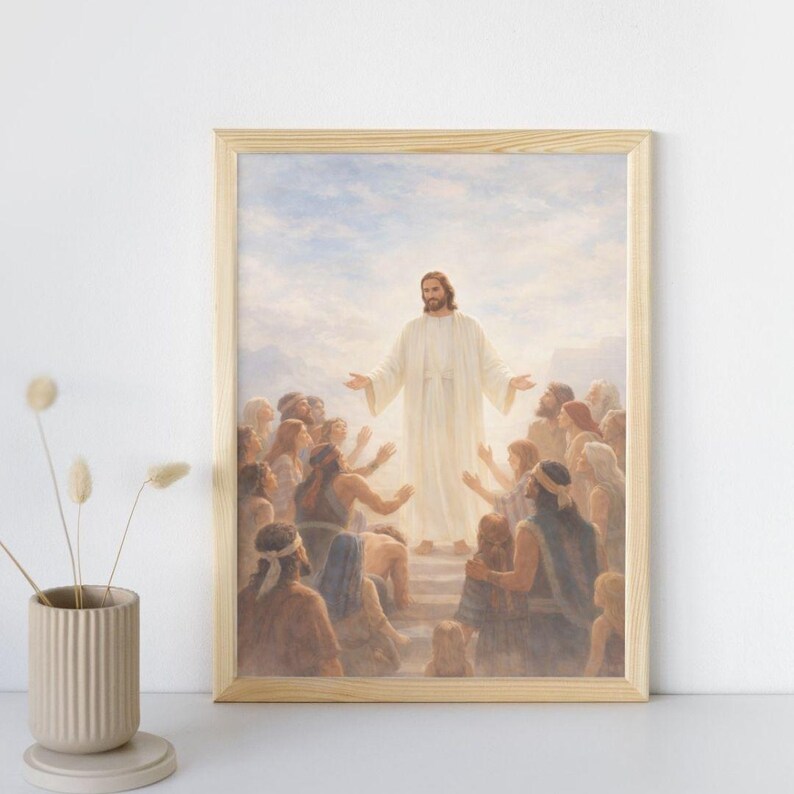 Resurrected Christ Digital Poster, Christ With the Nephites, LDS Wall ...