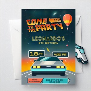 Back to the Future Birthday Party Invitation (5 Options) Sci-fi Digital ...