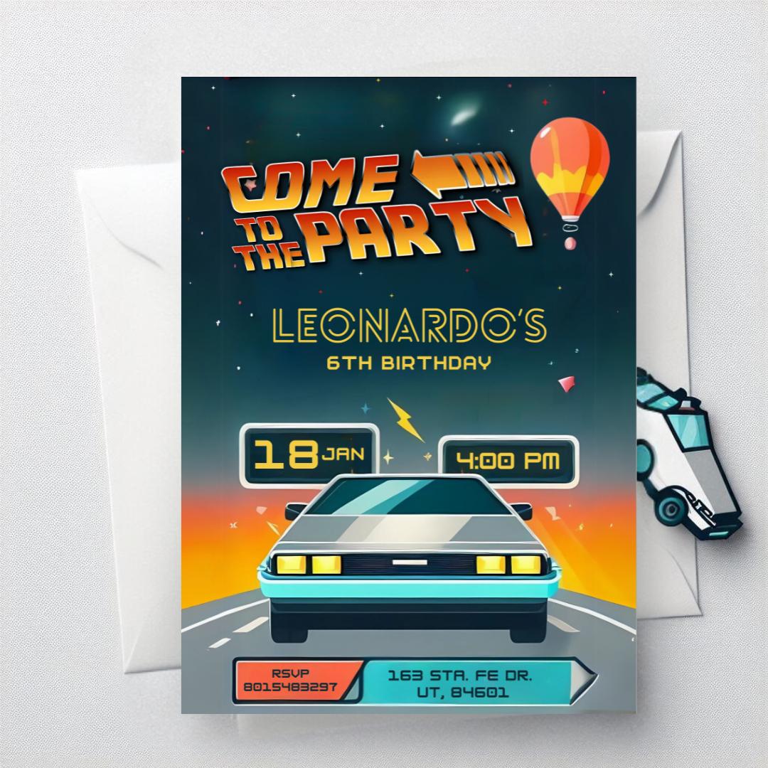 Back to the Future Birthday Party Invitation (5 Options) Sci-fi Digital ...