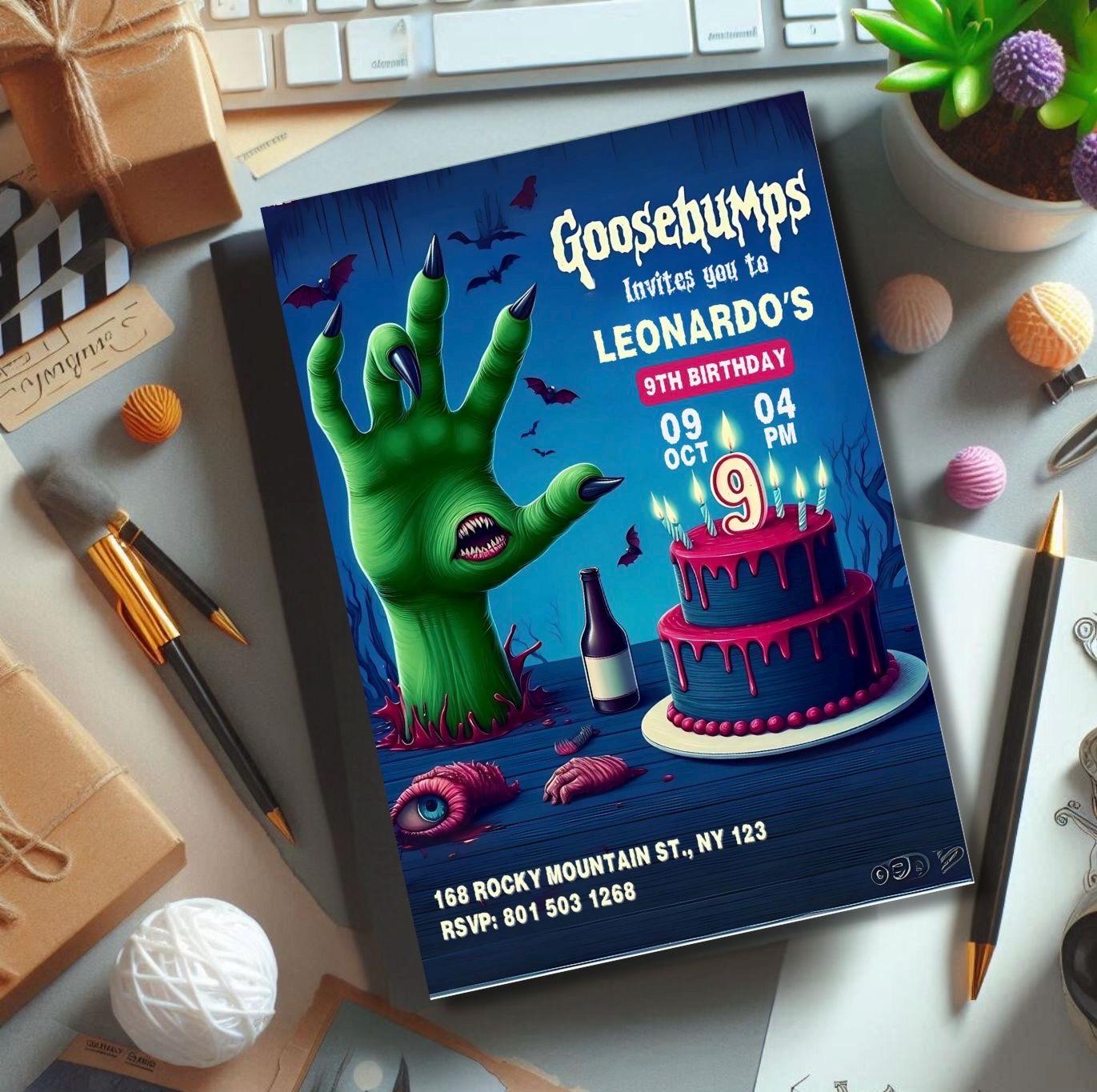 Goosebumps Birthday Invitation Sci-fi Digital Kids Invite for Party ...