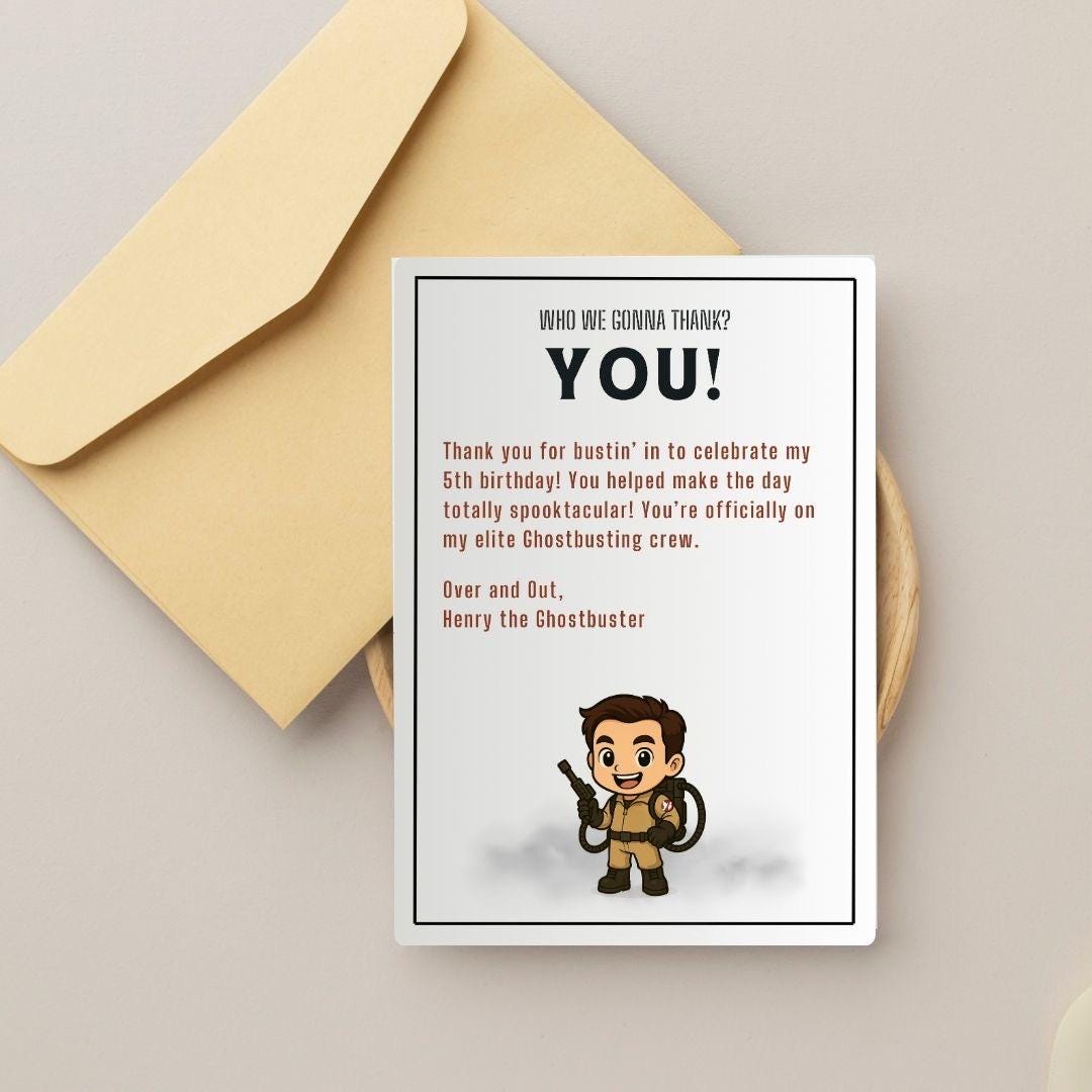 Ghostbusters Thank You Card Printable – Editable Birthday Party Favor ...