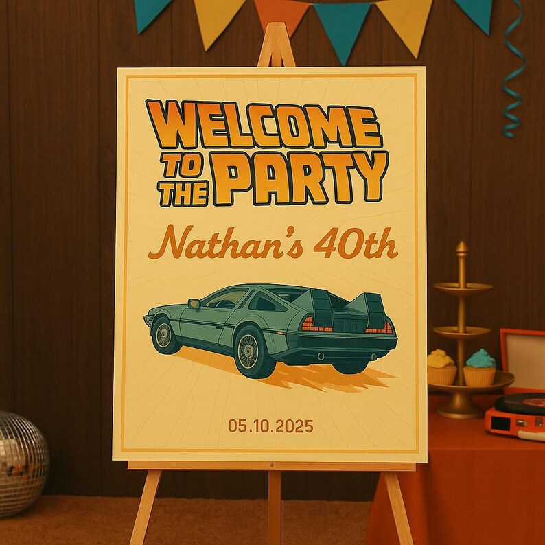Back to the Future Birthday Welcome Sign – Printable 80s Retro Party ...