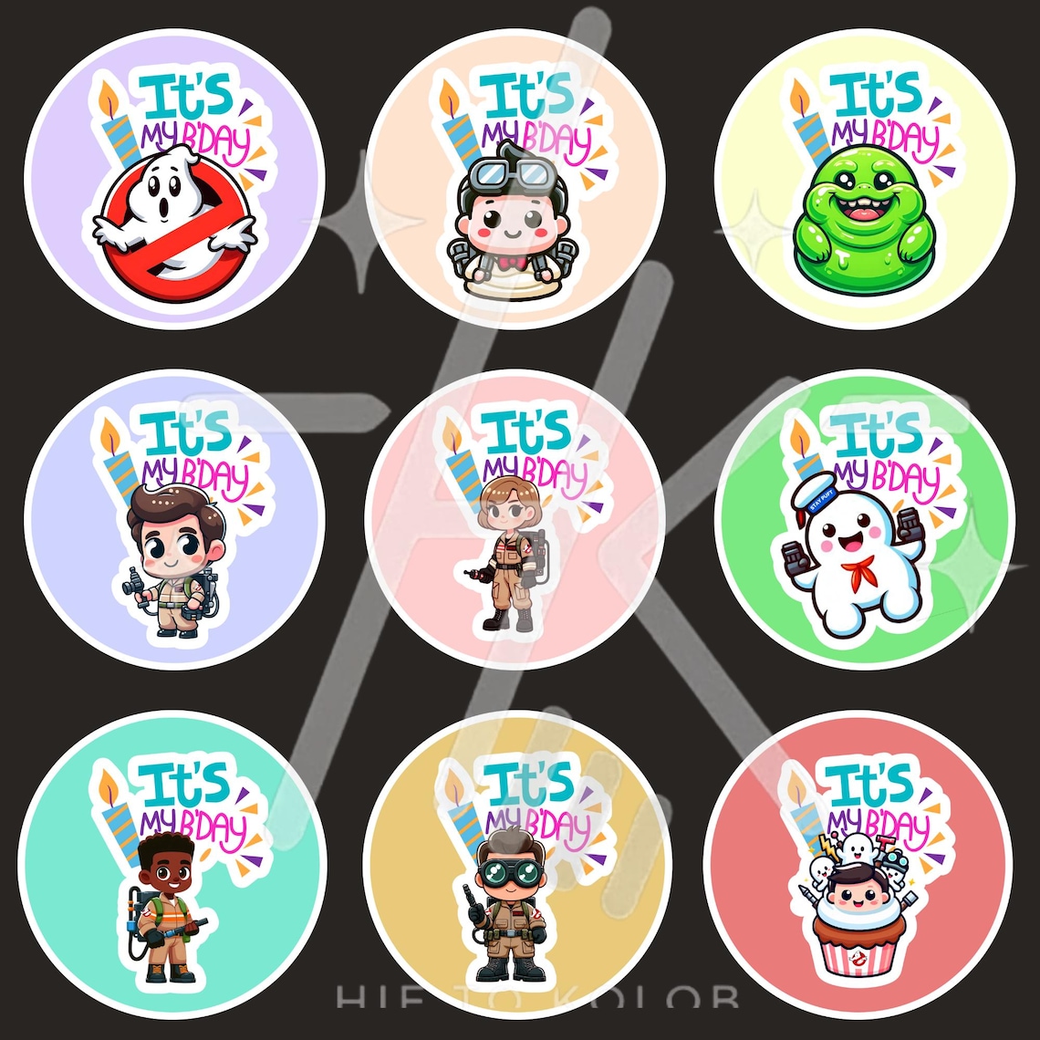 Cute Ghostbusters Cupcake Topper Sci-fi 2" Instant Download for ...