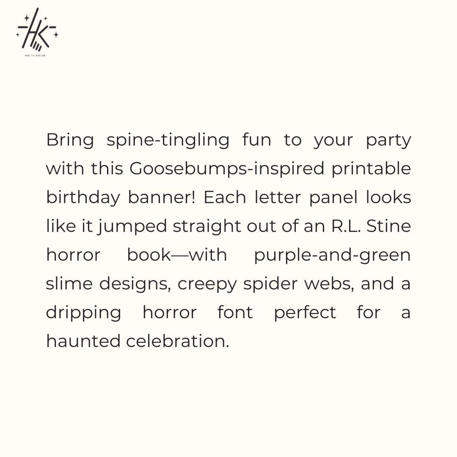 Goosebumps Birthday Banner Printable | Horror Party Decoration ...