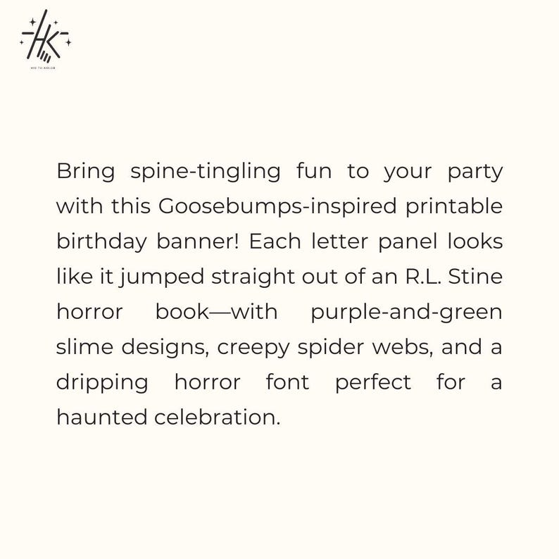 Goosebumps Birthday Banner Printable | Horror Party Decoration ...