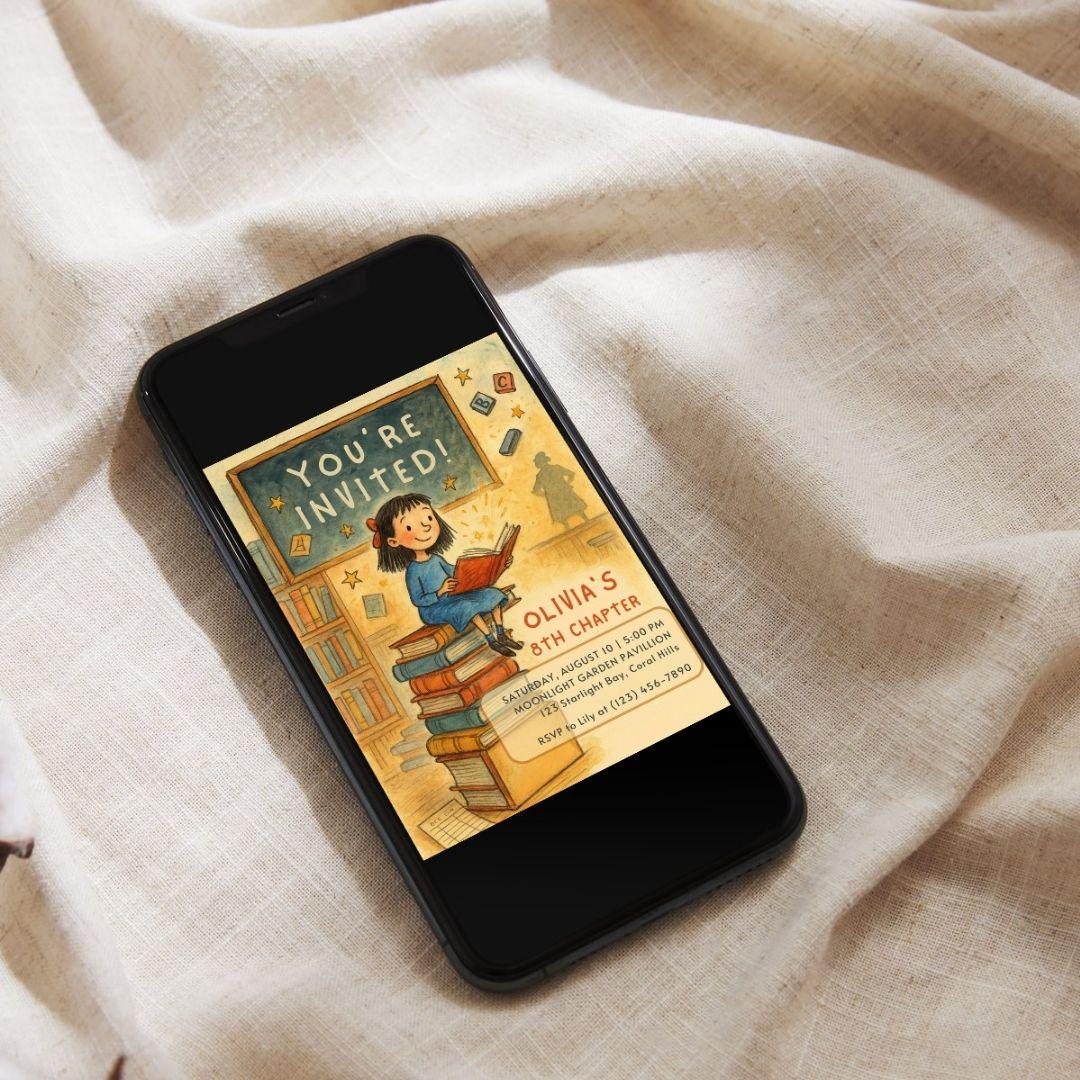 Matilda Birthday Invitation | Girl’s Book-themed Party Invite, Roald ...