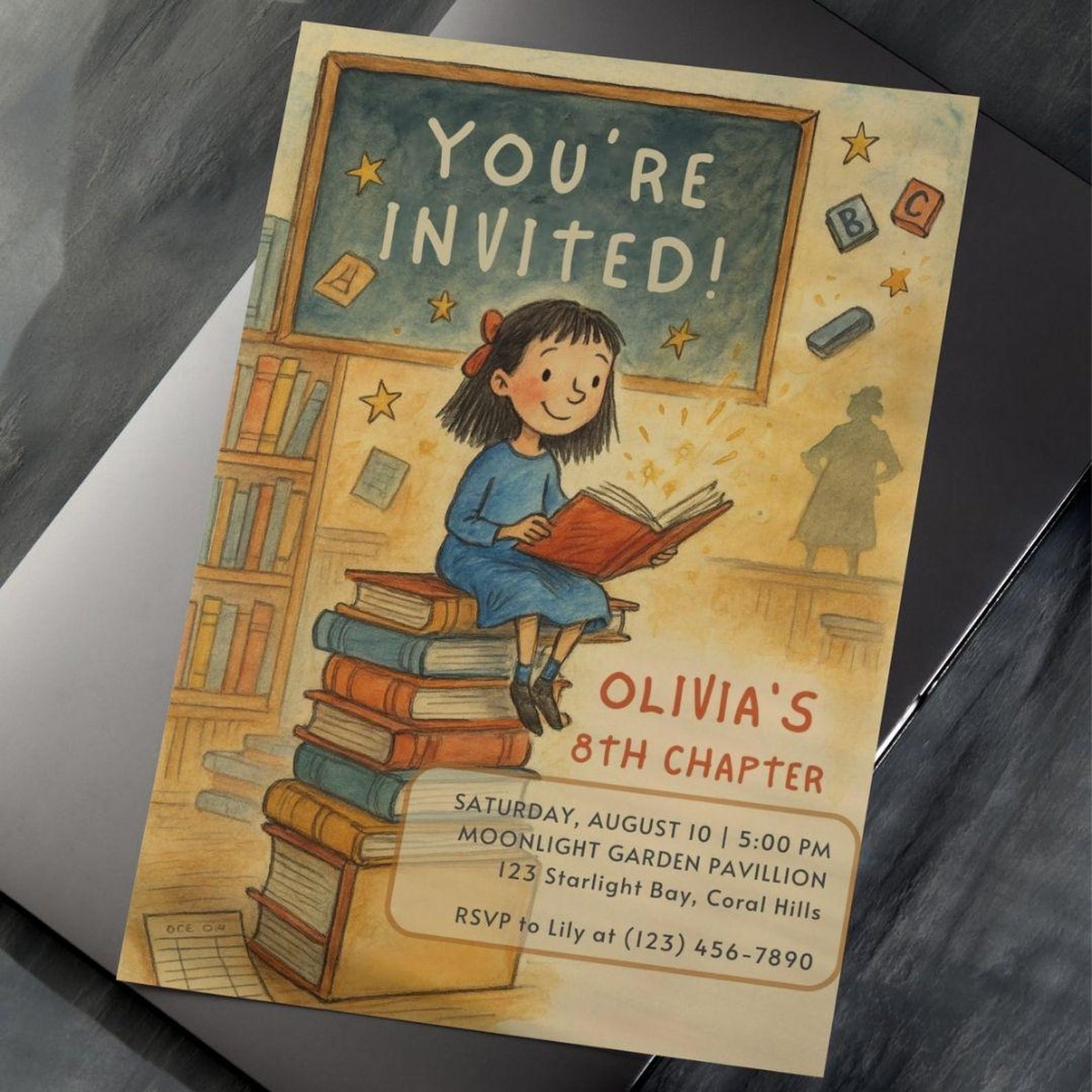 Matilda Birthday Invitation | Girl’s Book-themed Party Invite, Roald ...