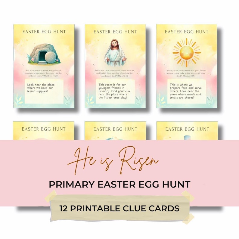 Easter Egg Hunt Clues | LDS Primary Easter Egg Scavenger Hunt, He is ...