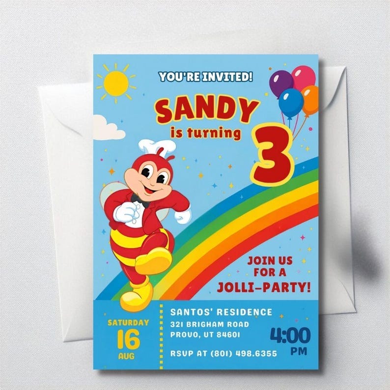 Jollibee Birthday Invitation – Editable Birthday Party Invite Filipino ...