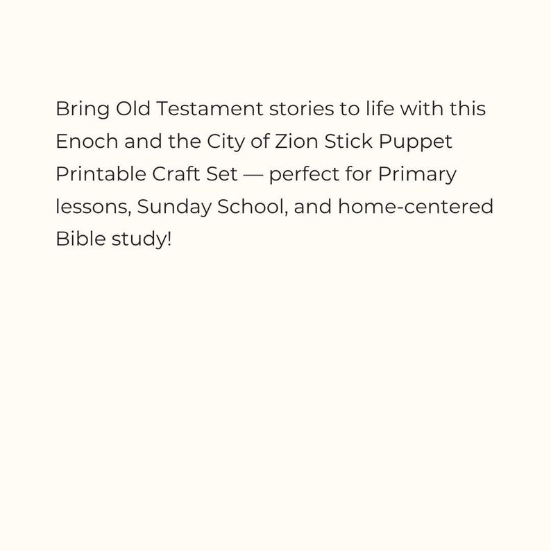 Come Follow Me 2026 Old Testament: Enoch and the City of Zion Puppet ...