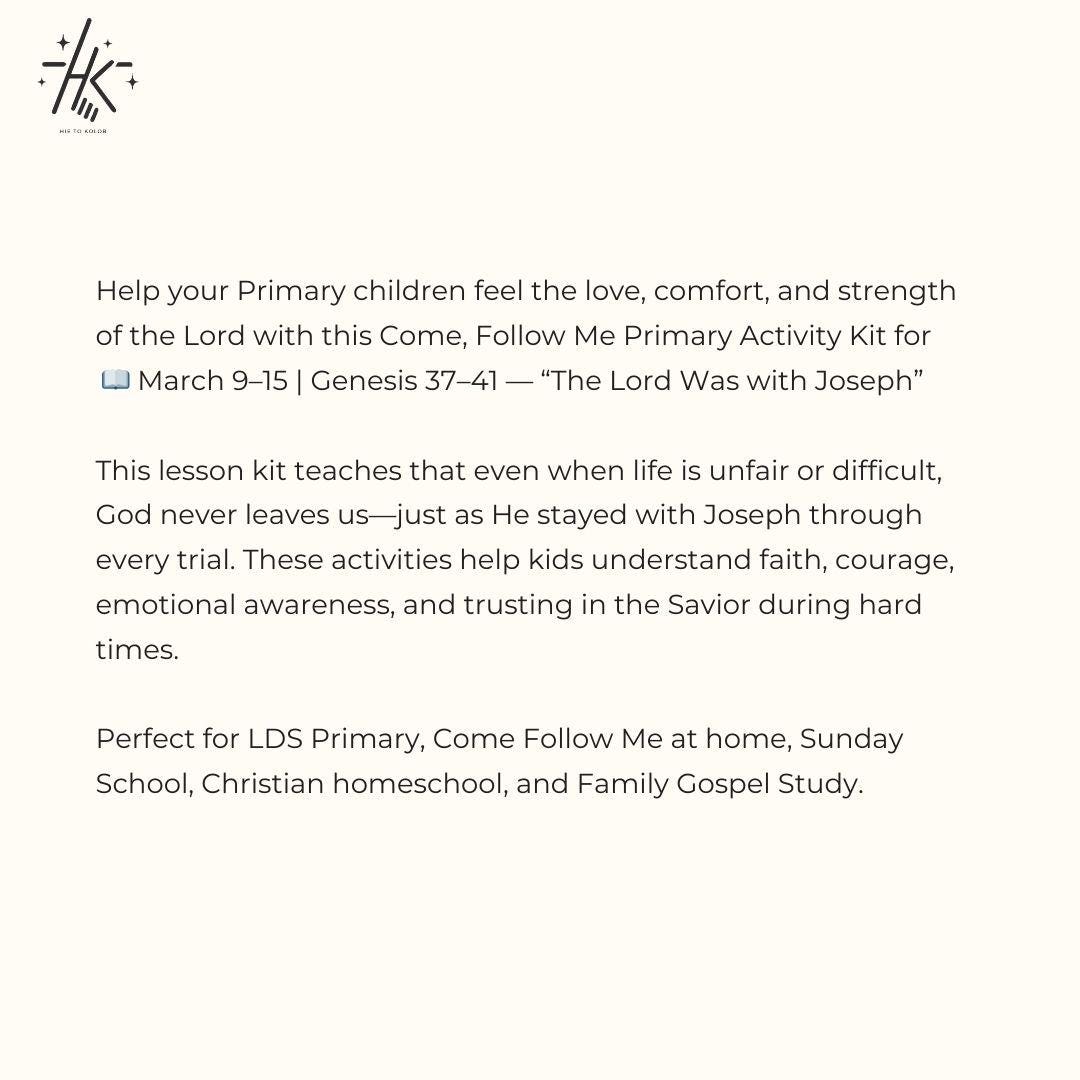 Come Follow Me 2026 Primary Activity Kit | March 9-15 2026, Joseph the ...