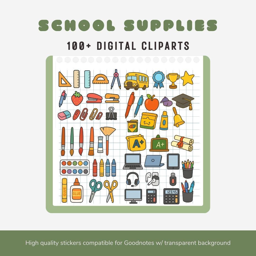 School Supplies Clipart Bundle | Cute Classroom PNG Graphics,teacher ...