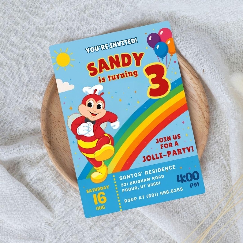 Jollibee Birthday Invitation – Editable Birthday Party Invite Filipino ...
