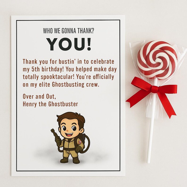 Ghostbusters Thank You Card Printable – Editable Birthday Party Favor ...