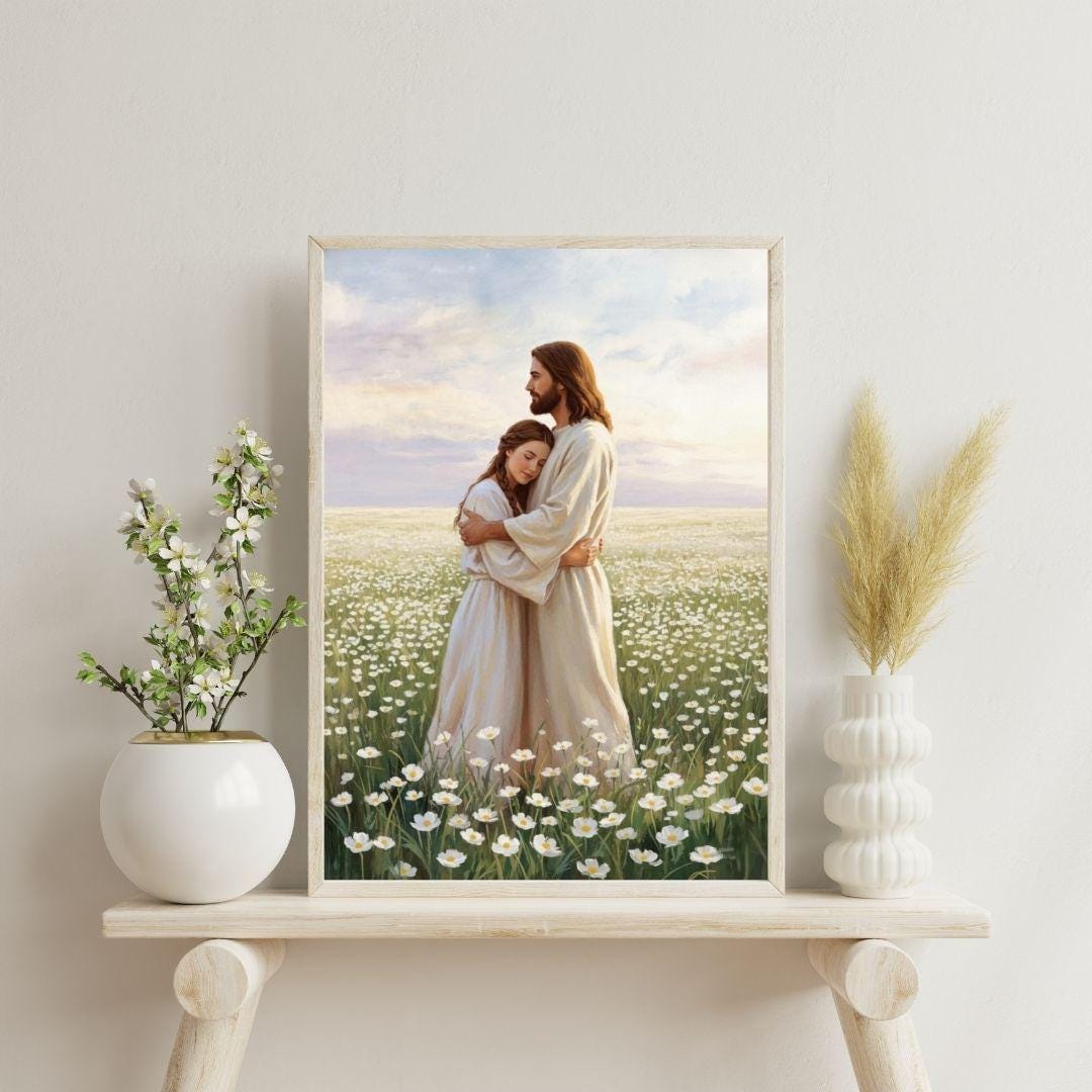 His Love | Jesus Hugging Young Woman, Religious Wall Decor, Jesus ...