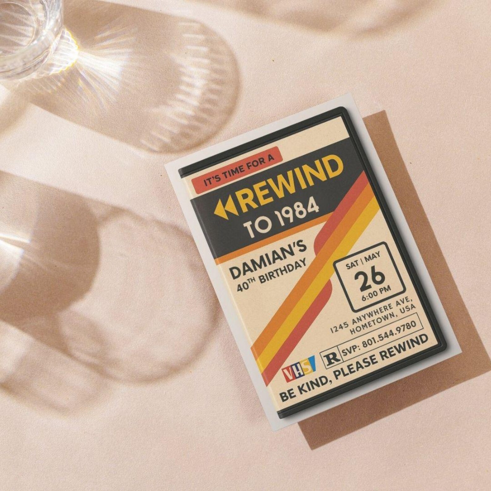 80s VHS Rewind Birthday Invitation | Retro Tape Party Invite, 40th ...