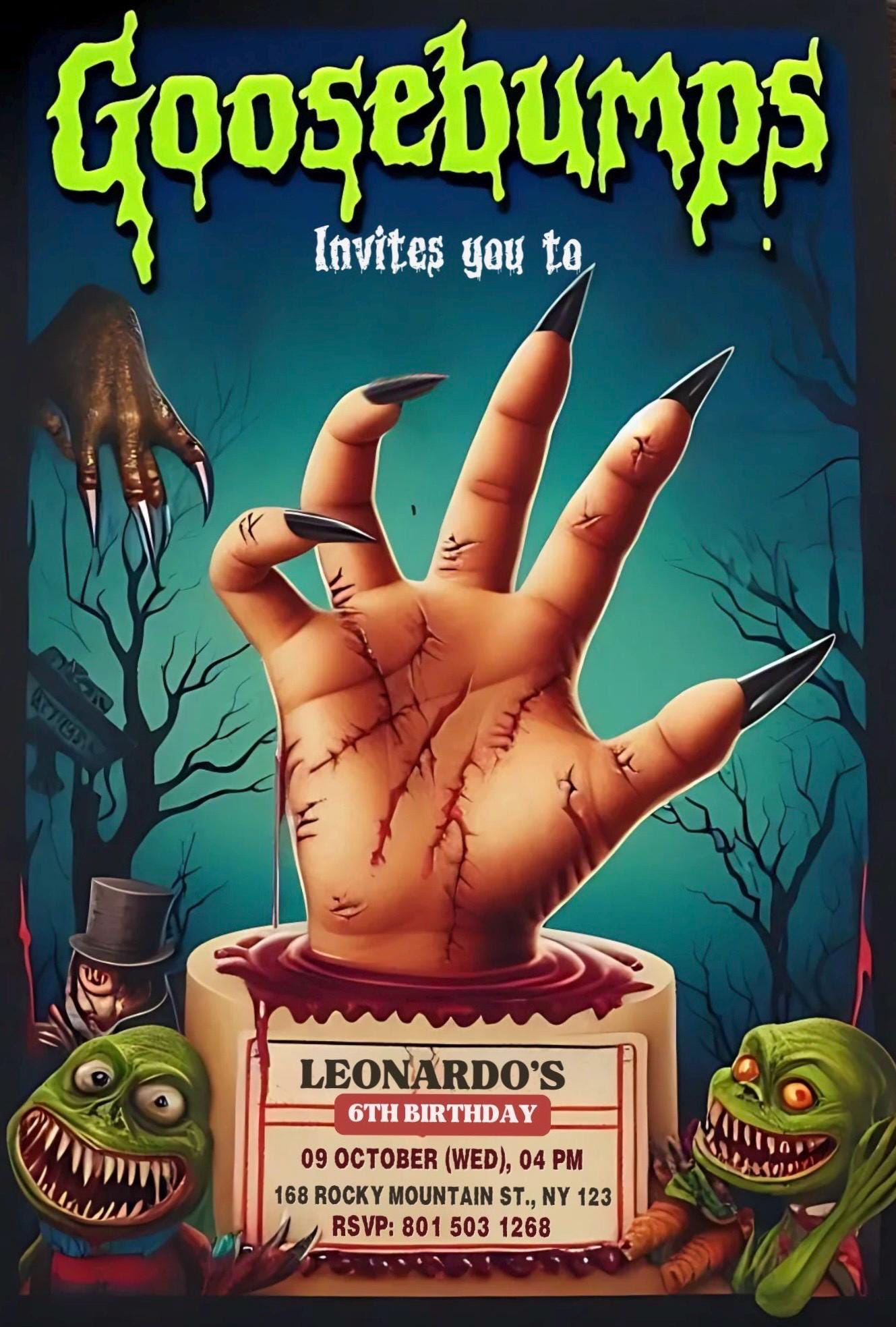 Goosebumps Birthday Invitation Sci-fi Digital Kids Invite for Party ...