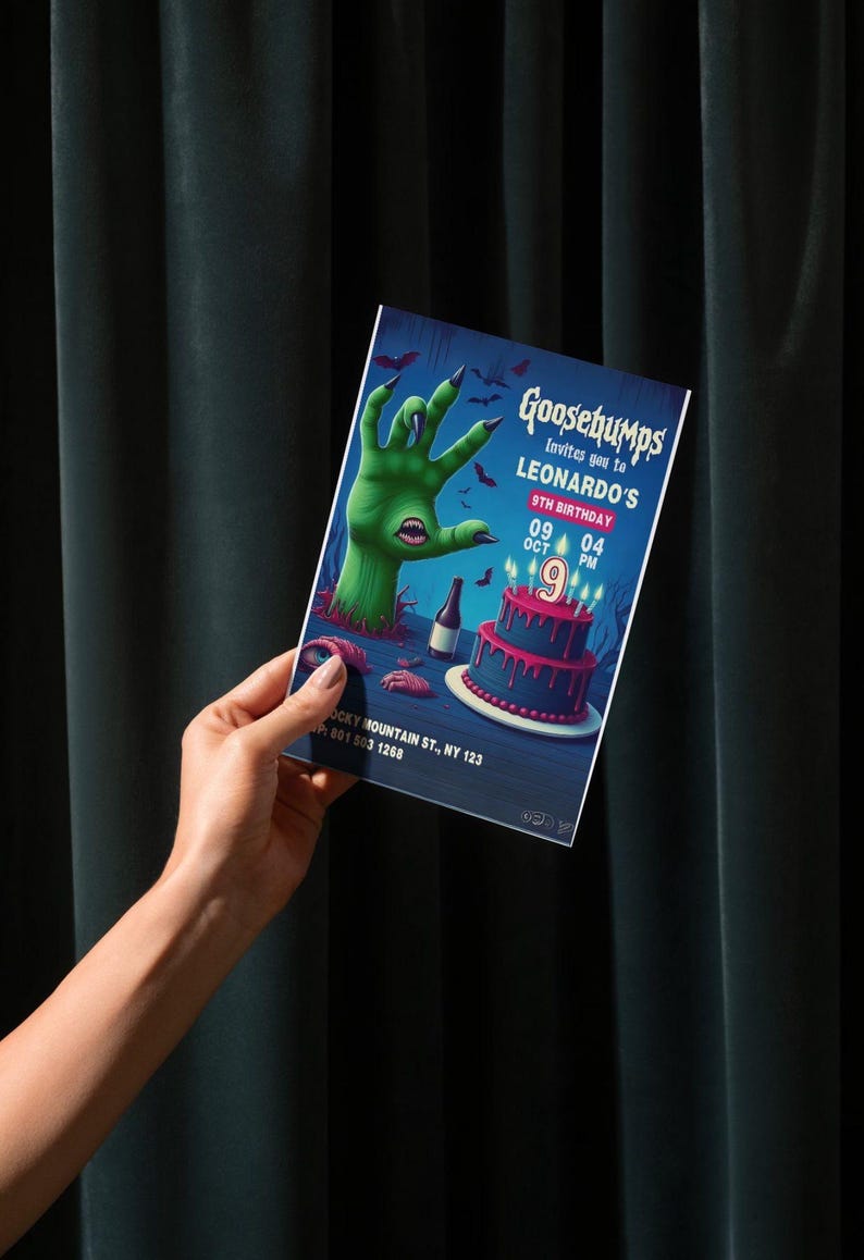 Goosebumps Birthday Invitation Sci-fi Digital Kids Invite for Party ...