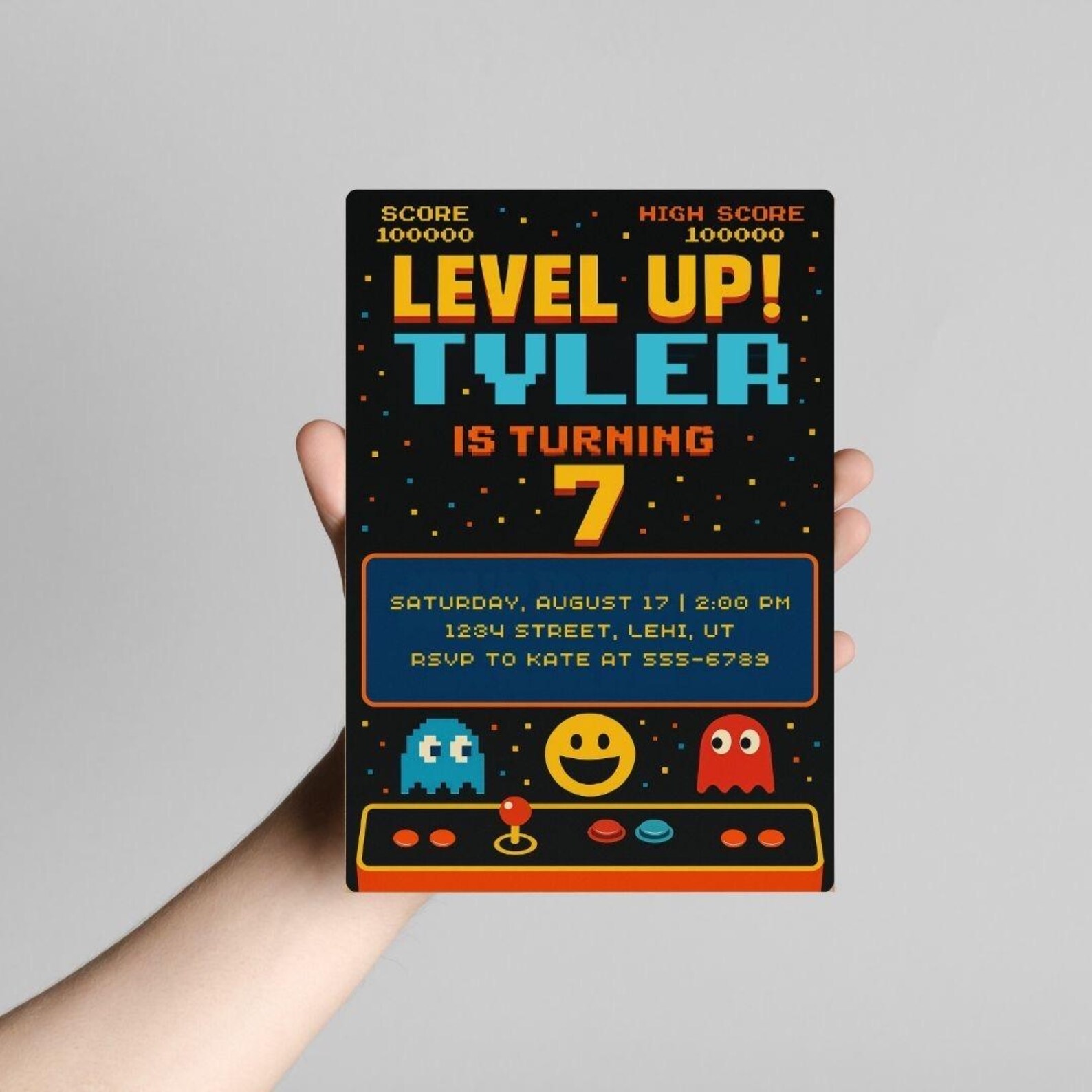 Retro Arcade High Score Birthday Invitation | Digital Video Game Party ...