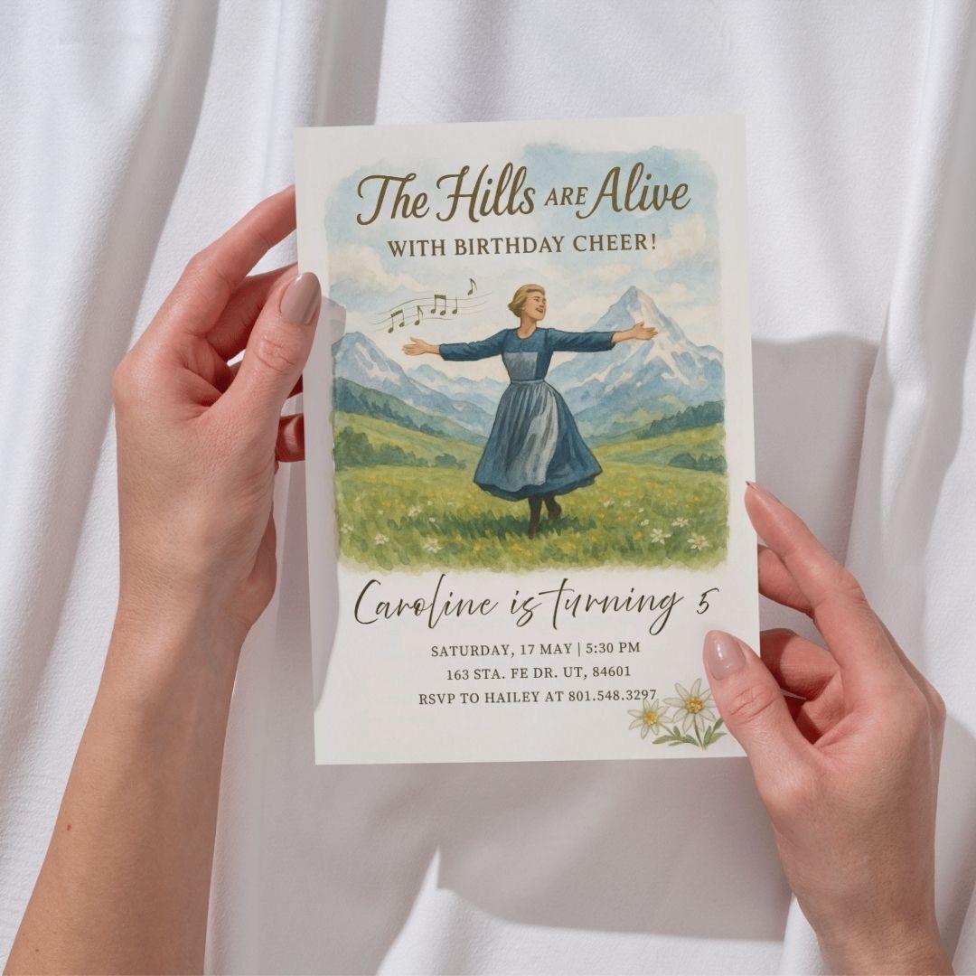 The Hills Are Alive | Sound of Music Birthday Invitation, Maria ...
