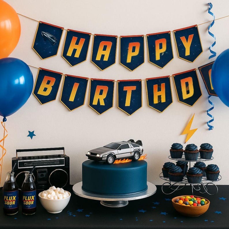 Back to the Future Birthday Banner | Printable Retro Party Decor ...