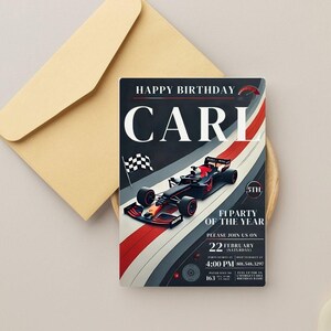 Formula 1 Birthday Invitation (2 Options) Race Car Digital Kids Invite ...